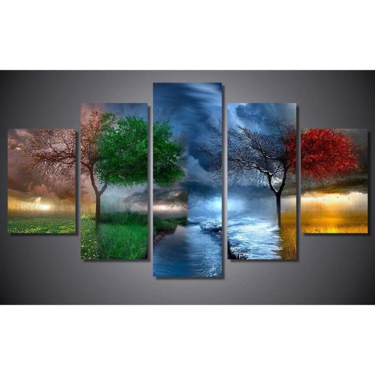 4 Seizoen 5-luik Diamond Painting - Doezelf.nl