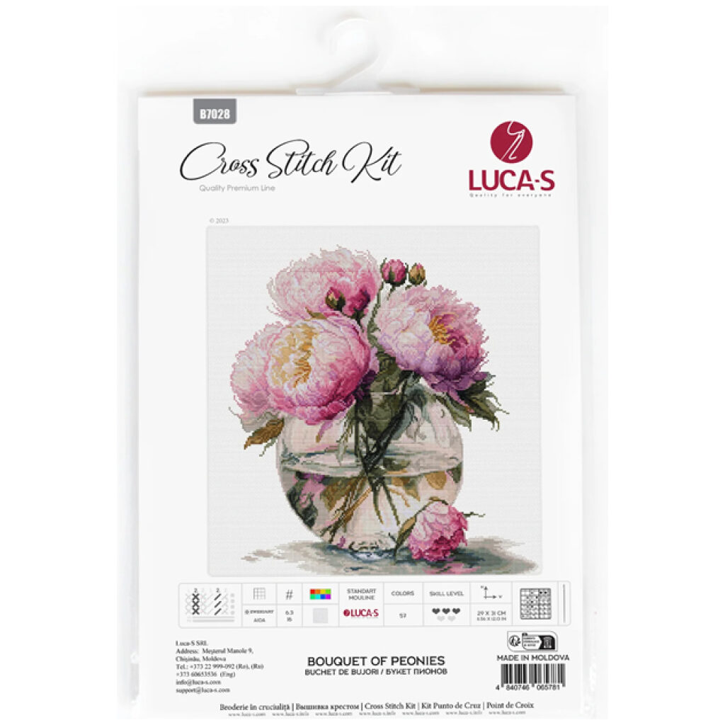 Luca-S Bouquet of Peonies borduren (pakket) B7028 - Doezelf.nl