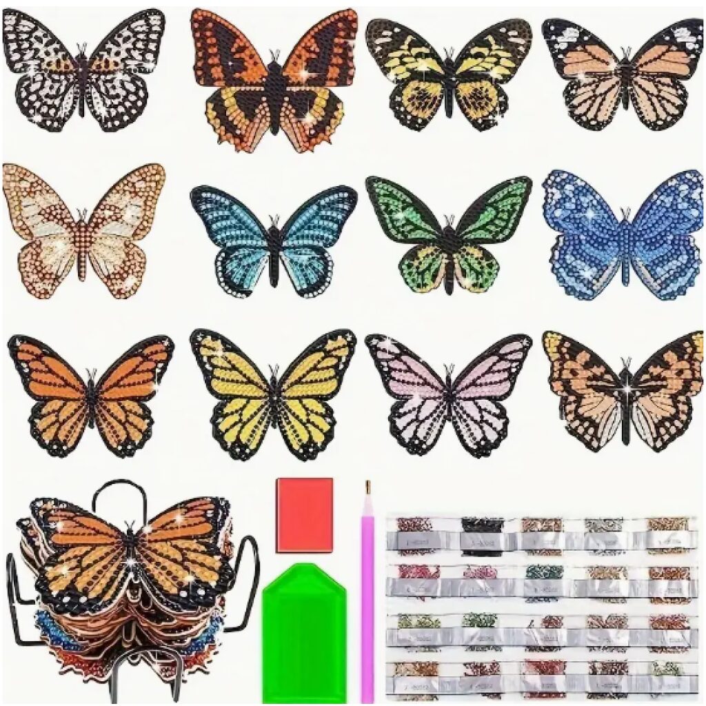 Diamond Painting Vorm onderzetters vlinder (12 stuks) - Doezelf.nl